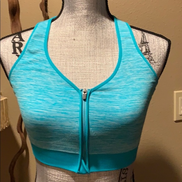 Avia | Other | Avia Front Zip Sport Bra Teal Blue Size Xlxg | Poshmark